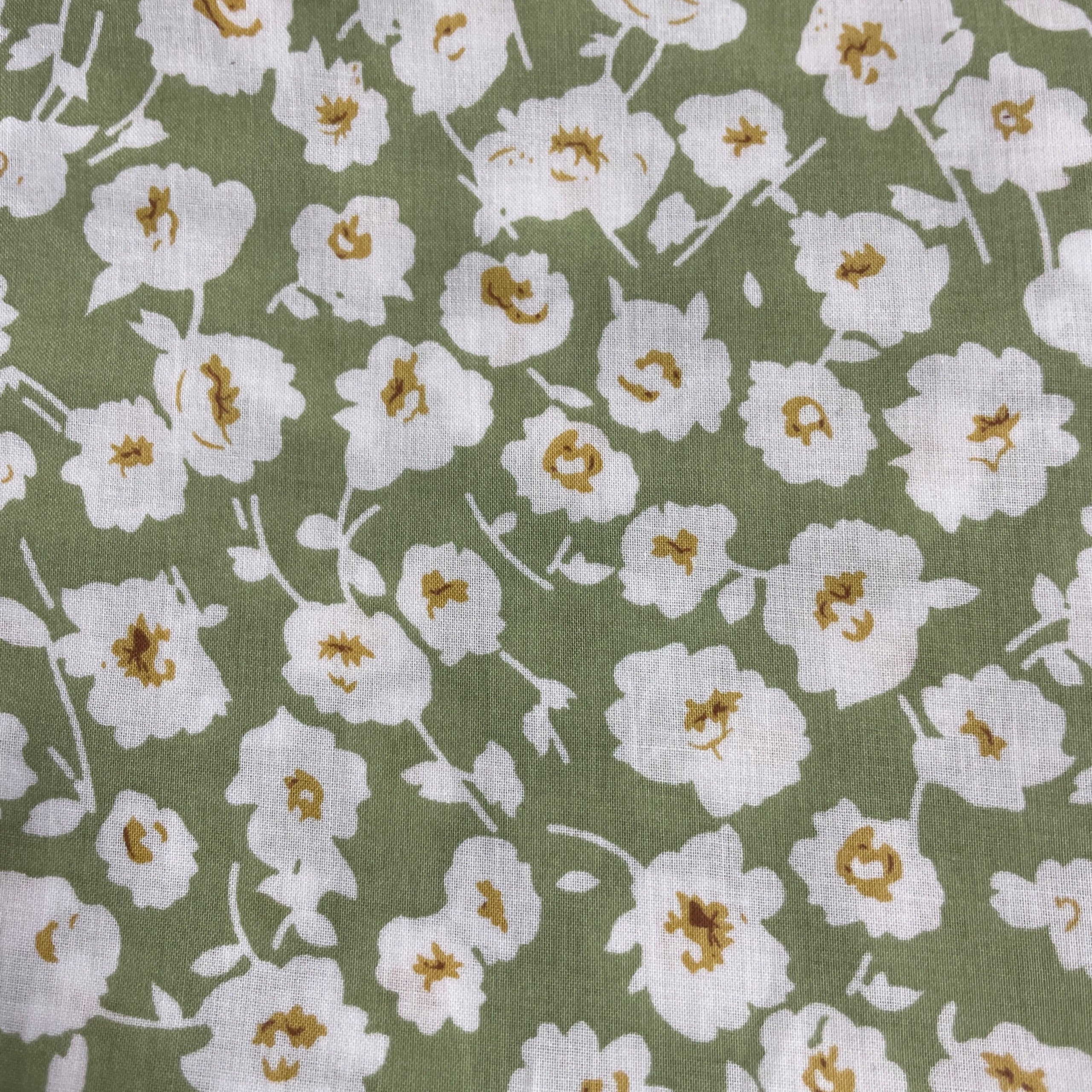 Woven Organic Cotton Green Flower - Eco-Friendly Fabrics | Abaka