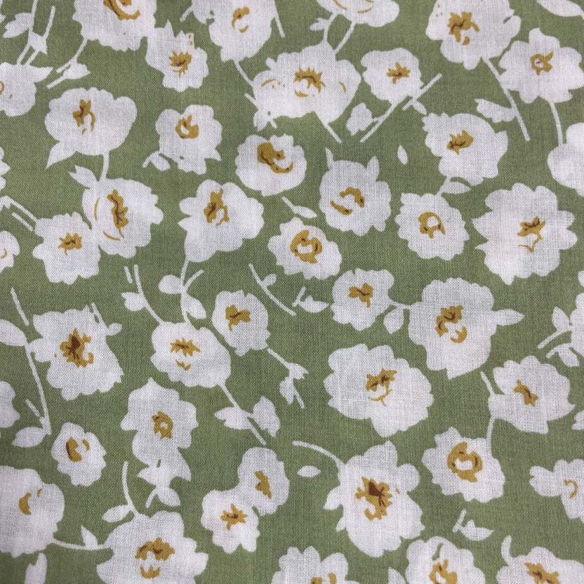 Woven Organic Cotton Green Flower - Eco-Friendly Fabrics | Abaka